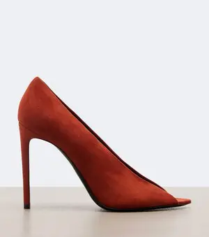 Valentino Garavani Suede Peep-toe Pumps - Red