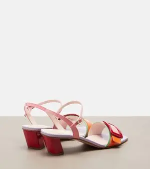 ROGER VIVIER Belle Vivier Patent Leather Sandals With Buckle-fastening Ankle Strap - Multicoloured