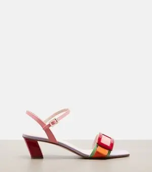 ROGER VIVIER Belle Vivier Patent Leather Sandals With Buckle-fastening Ankle Strap - Multicoloured