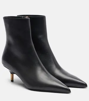 Khaite Bella Leather Ankle Boots - Black