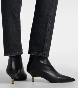 Khaite Bella Leather Ankle Boots - Black