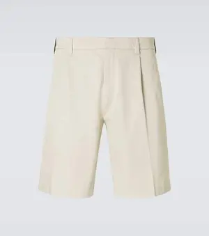 Prada Pleated Cotton Bermuda Shorts