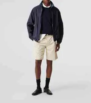 Prada Pleated Cotton Bermuda Shorts
