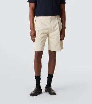 Prada Pleated Cotton Bermuda Shorts