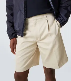 Prada Pleated Cotton Bermuda Shorts
