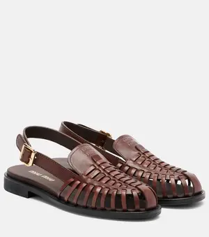 Miu Miu Leather Slingback Fisherman Sandals