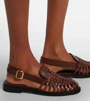 Miu Miu Leather Slingback Fisherman Sandals