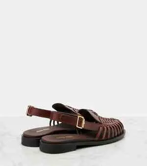 Miu Miu Leather Slingback Fisherman Sandals
