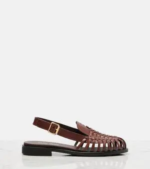 Miu Miu Leather Slingback Fisherman Sandals - Brown