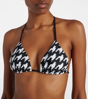 Perfect Moment Houndstooth Bikini Top - Black