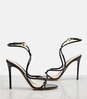 GIANVITO ROSSI Jungle Mamba Leather Sandals - Black