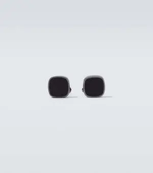 Giorgio Armani 925 Sterling Silver And Enamel Cufflinks - Black