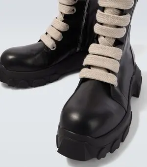 Rick Owens Jumbolace Army Leather Combat Boots