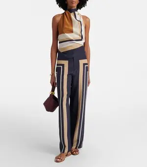 SIR. Pietra Printed Silk Wide-leg Pants - Multicoloured