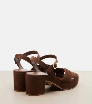 Prada Suede Platform Sandals - Brown