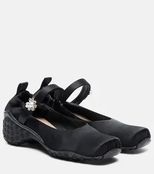Simone Rocha Ballet Runner Embellished Ballet Flats - Black