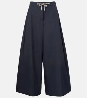 Max Mara Gufo Cotton Poplin Wide-leg Pants - Blue