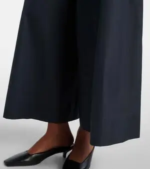 Max Mara Gufo Cotton Poplin Wide-leg Pants - Blue