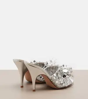 GIANVITO ROSSI Abyssa Sequined Mesh Mules - Silver