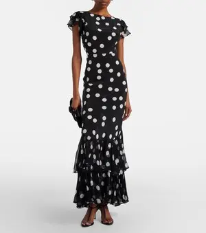 Rixo Ordinia Polka-dot Silk Dress
