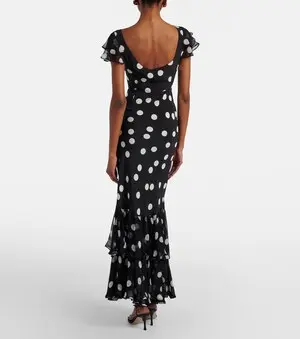 Rixo Ordinia Polka-dot Silk Dress