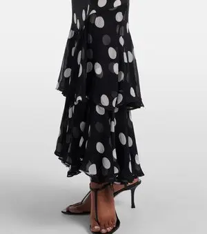 Rixo Ordinia Polka-dot Silk Dress