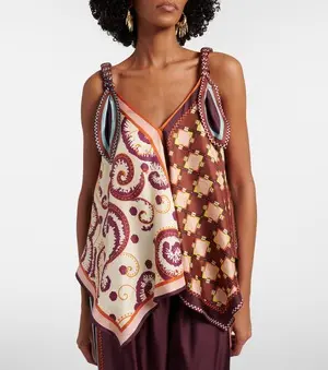 ALEMAIS Printed Silk Twill Top