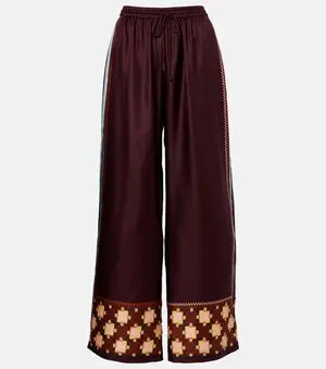 ALEMAIS Alémais Wilson Silk Twill Wide-leg Pants - Burgundy