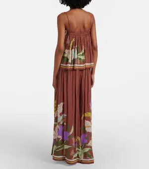 ALEMAIS Alfie Floral Wide-leg Pants - Brown