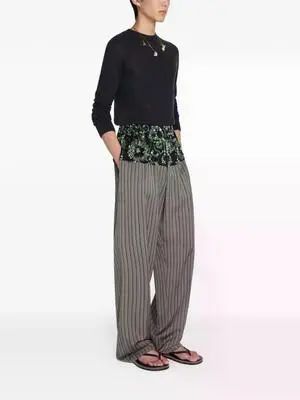 Dries Van Noten Sequin-embellished Striped Trousers