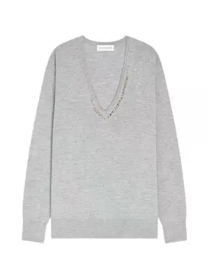 Dries Van Noten Embellished V-neck Sweater - Grey
