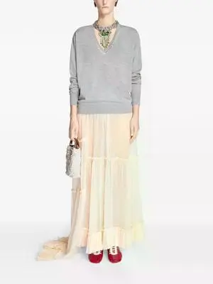 Dries Van Noten Embellished V-neck Sweater - Grey