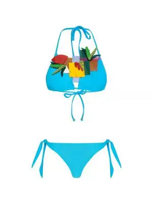 AMIR SLAMA Appliqué Bikini - Blue