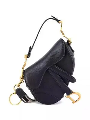 Dior Saddle Handbag With Strap Leather Micro Shoulder Bag - Black