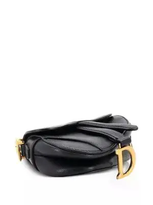 Dior Saddle Handbag With Strap Leather Micro Shoulder Bag - Black