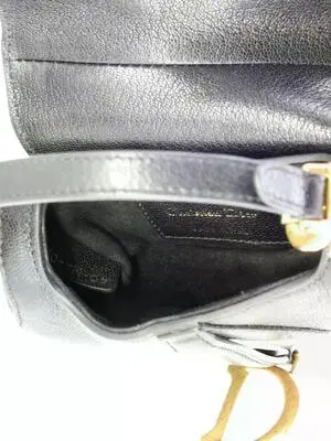 Dior Saddle Handbag With Strap Leather Micro Shoulder Bag - Black