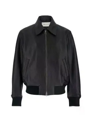 AMI Paris Lamb Leather Zipped Jacket - Black