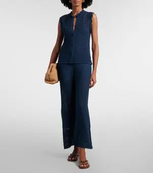 ERES Embleme Open-knit Straight Pants - Blue