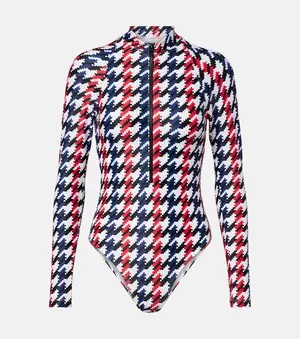 Perfect Moment Houndstooth Print Swimsuit - Multicoloured