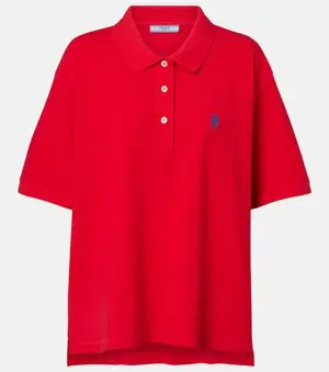 Prada Logo Cotton Pique Polo Shirt - Red