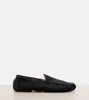 THE ROW Lucca Calf Hair Loafers - Black