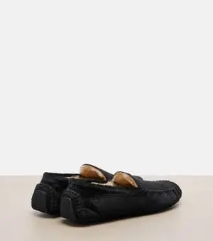 THE ROW Lucca Calf Hair Loafers - Black