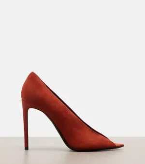 Valentino Garavani Suede Peep-toe Pumps - Red