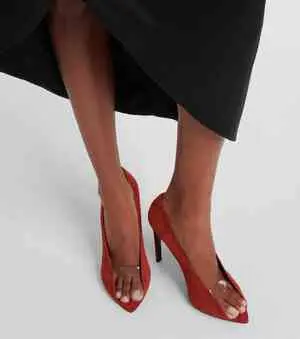 Valentino Garavani Suede Peep-toe Pumps - Red