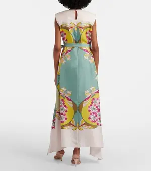La DoubleJ San Carlo Printed Silk Satin Midi Dress