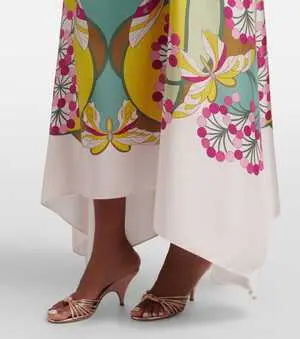 La DoubleJ San Carlo Printed Silk Satin Midi Dress