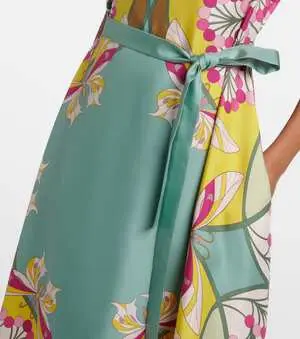 La DoubleJ San Carlo Printed Silk Satin Midi Dress