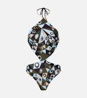 Emilio Pucci Occhi Cutout Halterneck One-piece Swimsuit - Multicoloured