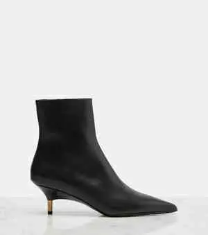 Khaite Bella Leather Ankle Boots - Black