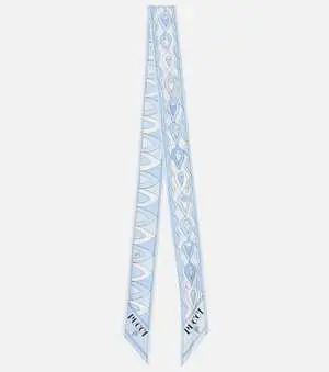 Emilio Pucci Printed Silk Twill Scarf - Blue